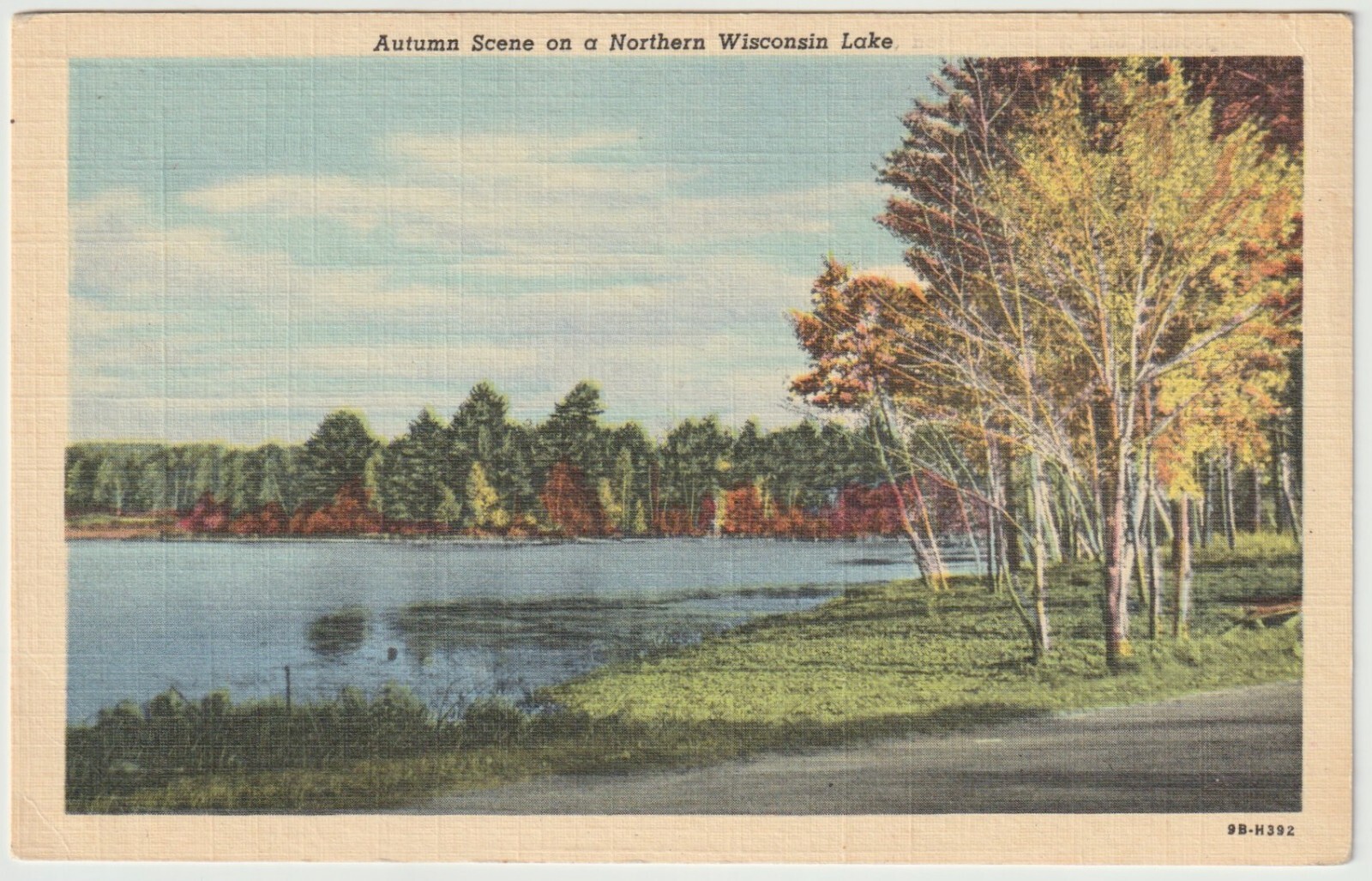 Autumn Scene on a Northern Wisconsin Lake - Vintage Linen Postcard ...