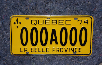1974 QUEBEC Canada SAMPLE License Plate | eBay
