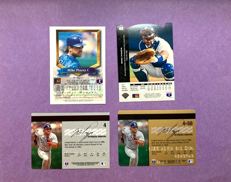 Mike Piazza 4 Baseball Cards Lot Los Angeles Dodgers - W/Finest NMMT ...