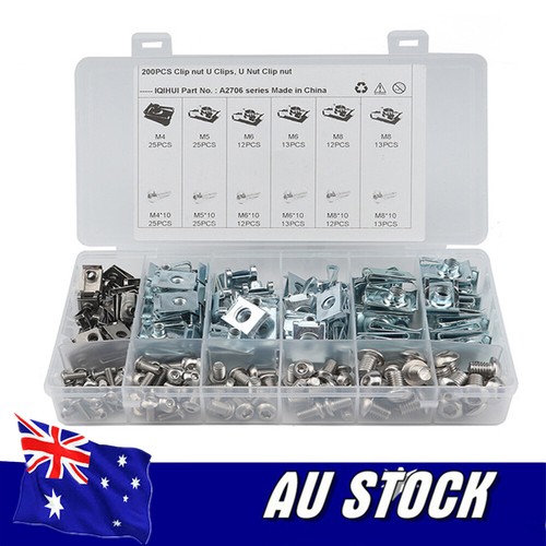 200Pcs Fairing Bodywork U Clips Fasteners M4 M5 M6 M8 Assorted Kits ...