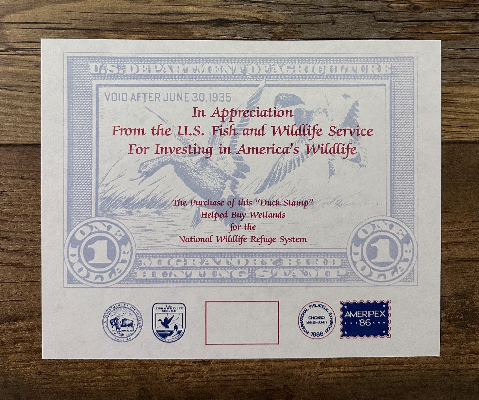 #RW51 1984 - USFWS Duck Stamp - Appreciation Souvenir Card **AMERIPEX ...
