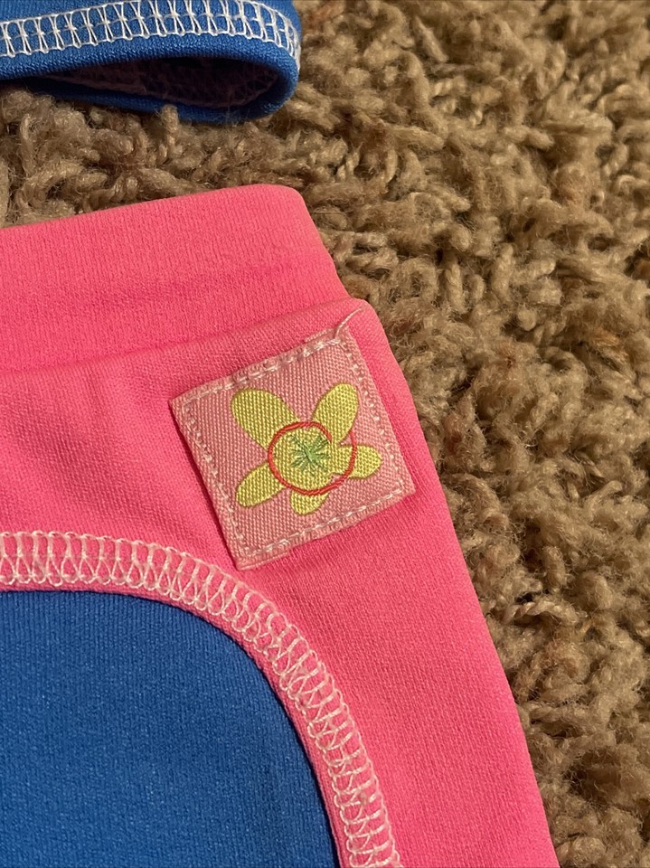 VTG 2001 BARBIE ZONE girls size 4 swimsuit Bikini Neon Pink Blue Mattel ...