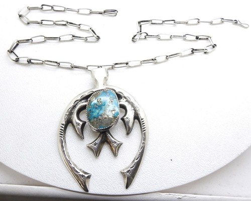 MJ Designer Sterling Silver Horseshoe Turquoise Pendant with 24" inch ...