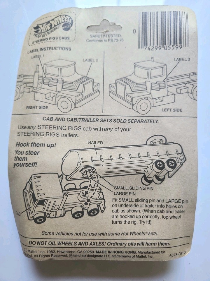 Vintage 1982 Hot Wheels Steering Rigs Cabs 5678 Blue Mack sealed in ...