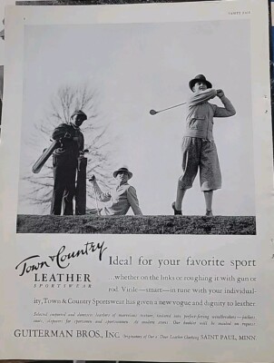 1930 Guiterman Bros. mens Town & Country leather golf clothing vintage ...