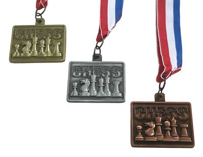 Ultimate Chess Medals - 3 Medal Set - Satin Finish - 1 Each Gold ...