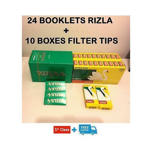 1200 RIZLA GREEN ROLLING PAPERS & 1200 SWAN EXTRA SLIM FILTER TIPS ...