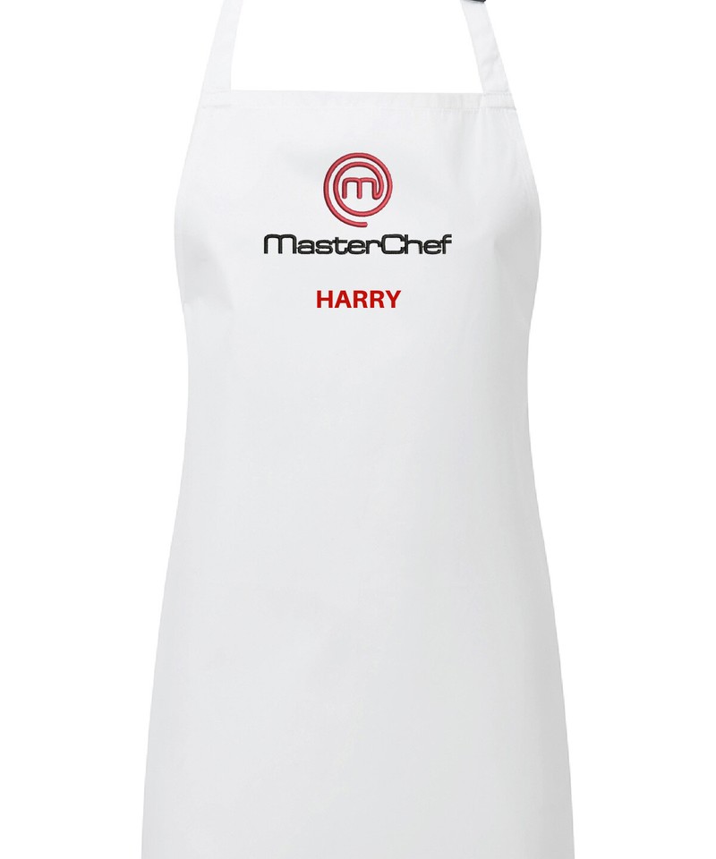Embroidered Masterchef apron with personalised name embroidered cooking ...