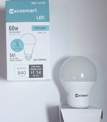 Ecosmart LED Light Bulb 9 Pack A19 - 60 Watt Equivalent Daylight (5000K ...