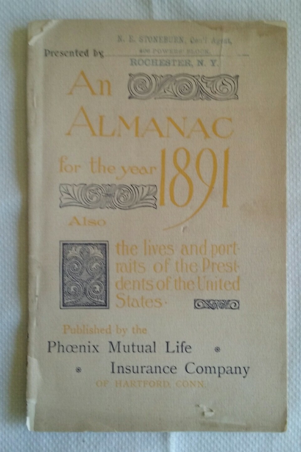 1891 ALMANAC ~ PHOENIX MUTUAL LIFE INSURANCE COMPANY | eBay