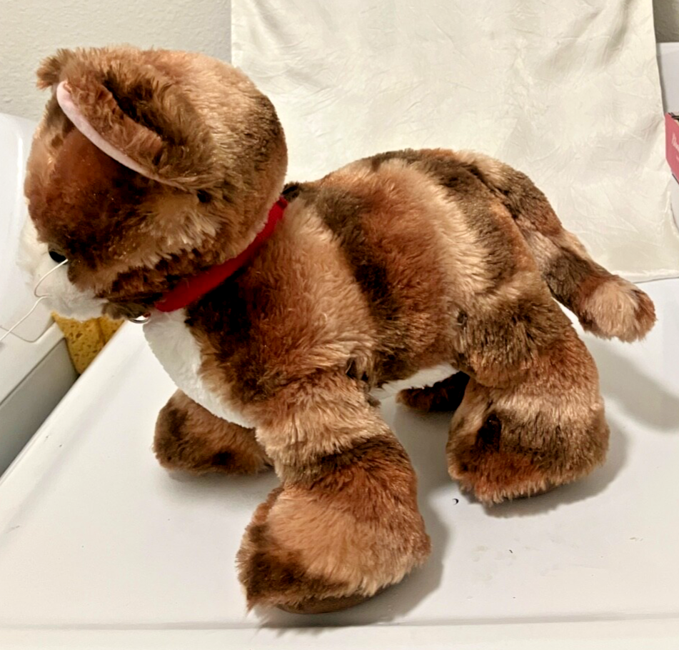 BUILD-A-BEAR -BEIGE/BROWN/WHITE STANDING KITTEN-RED COLLAR BLUE EYES ...
