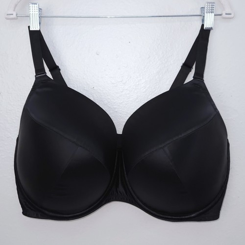 CACIQUE Balconette Push-Up Bra 42H Black Satin Multi-Way Convertible ...