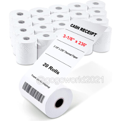 3-1/8" x 230' THERMAL POS RECEIPT PRINTER ROLL PAPER BPA FREE USA - 20 ...