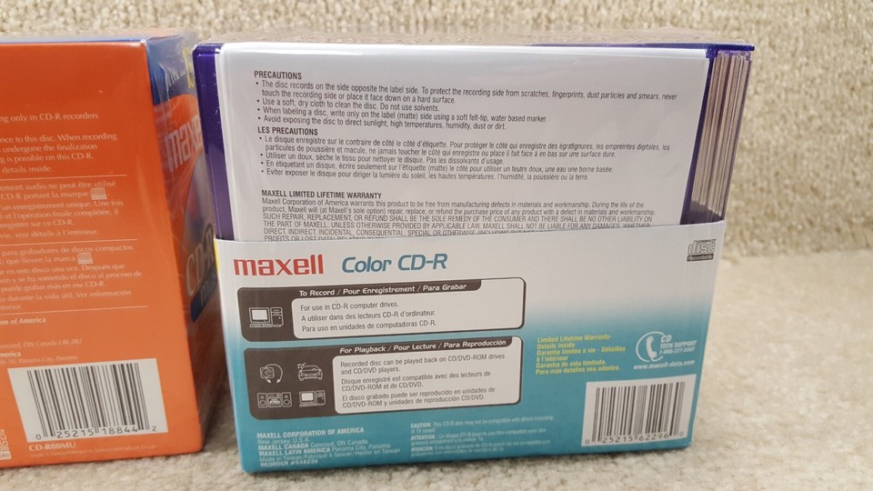 New Sealed Recordable Blank Maxell Color CD-R 80 Minutes 700mb Compact ...