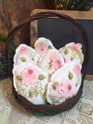 Vintage Floral Sheet Farmhouse Style Easter Eggs ~ Basket Fillers ~ Set ...