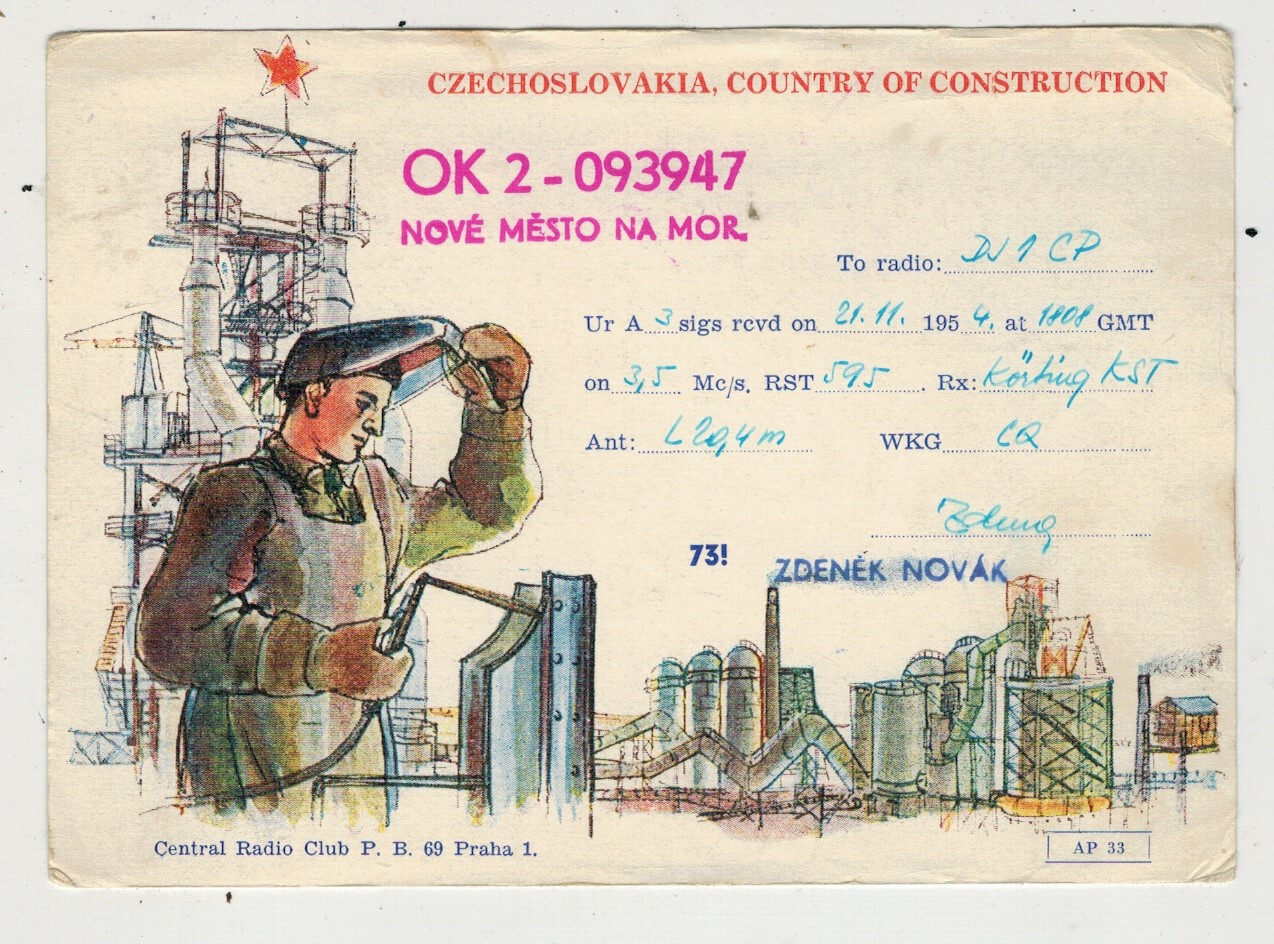 Vtg Ham Radio CB Amateur QSL QSO Card OK 2-093947 Czech Republic | eBay