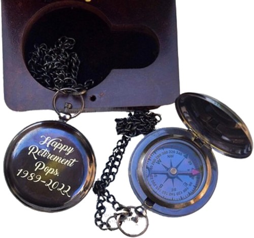 Wooden Box & Chainmail Nautical Map Reader 2.5 Inches Glass Magnifying ...