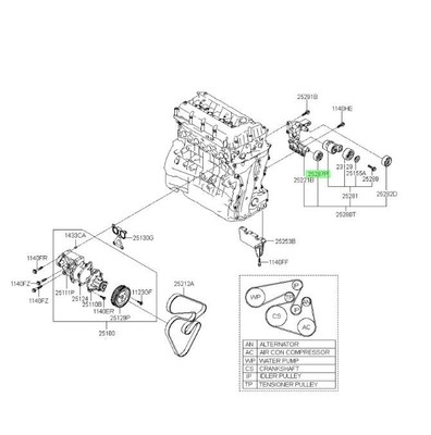 KIA FORTE/KOUP 2009-2013 OPTIMA 2006-2015 PULLEY IDLER 25287 25110 | eBay