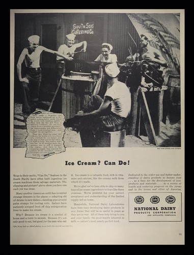 1945 WW2 WWII Ice Cream? Can Do! Seabees in South Pacific Making Ice ...