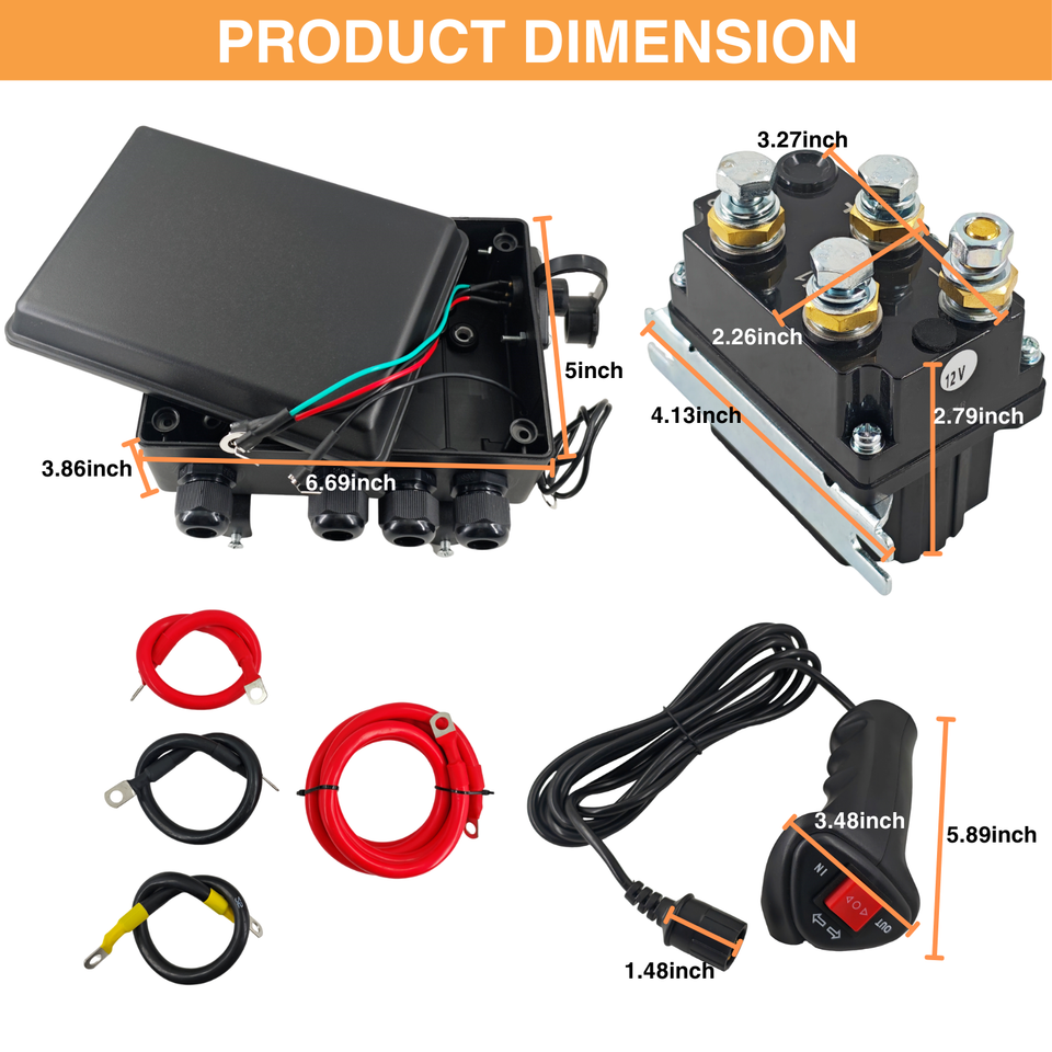 12V 500A Heavy-Duty Winch Solenoid Contactor Relay & Control Box Hand ...