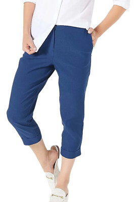 Joan Rivers Classics Collection Techno Twill Cropped Pants Navy 26 New ...