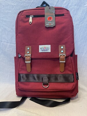 MEITE BOSHI large backpack leather straps multiple pockets | eBay