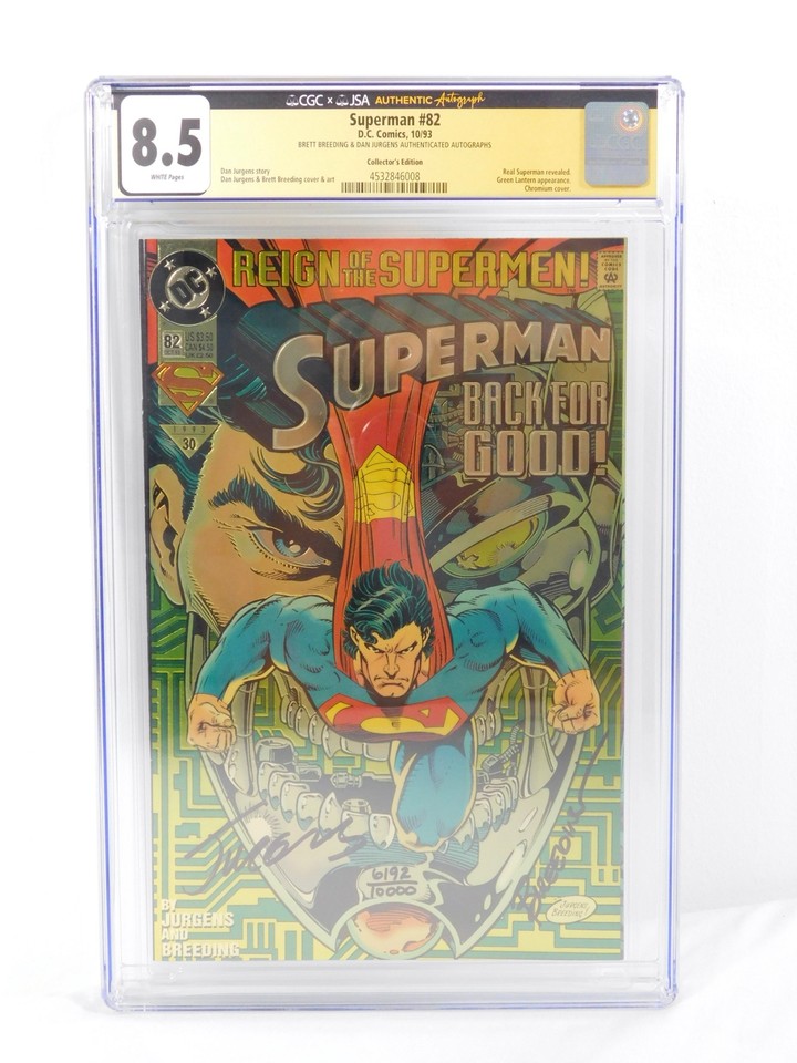 Superman 82 JSA Signature Series CGC 8.5 Signed Breeding Jurgens DC ...