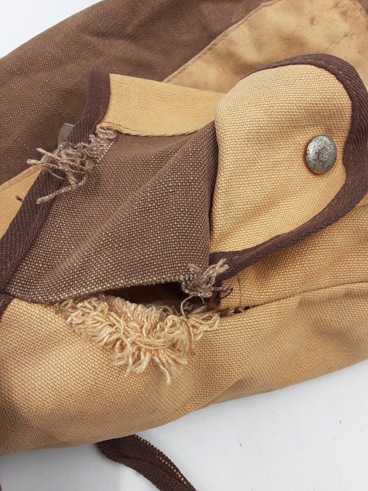 Classic Old-School Canvas Knapsack Rucksack Small Vintage Backpack Used ...