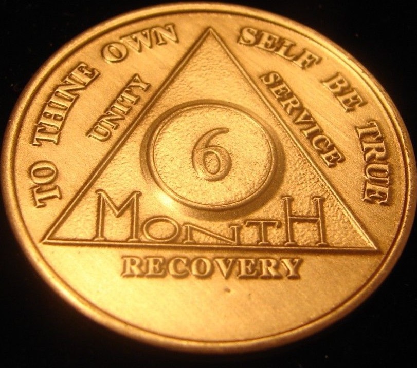 Alcoholics Anonymous AA 6 Month Bronze Medallion Coin Chip Token ...