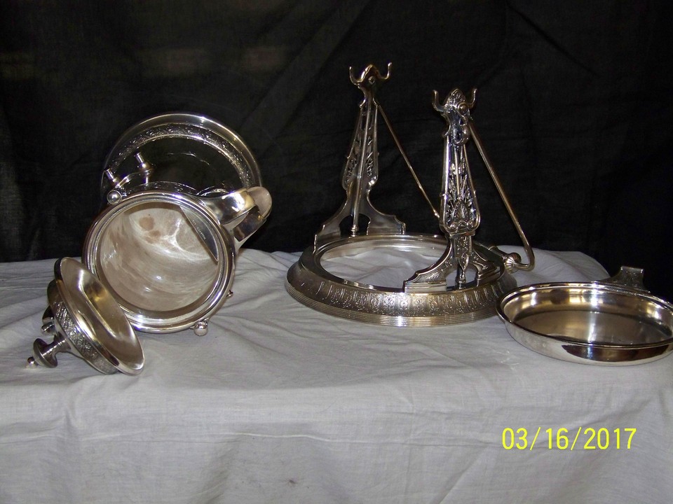 Antique Reed & Barton Silver Porcelain Insert Tilting Hot Water Pitcher ...