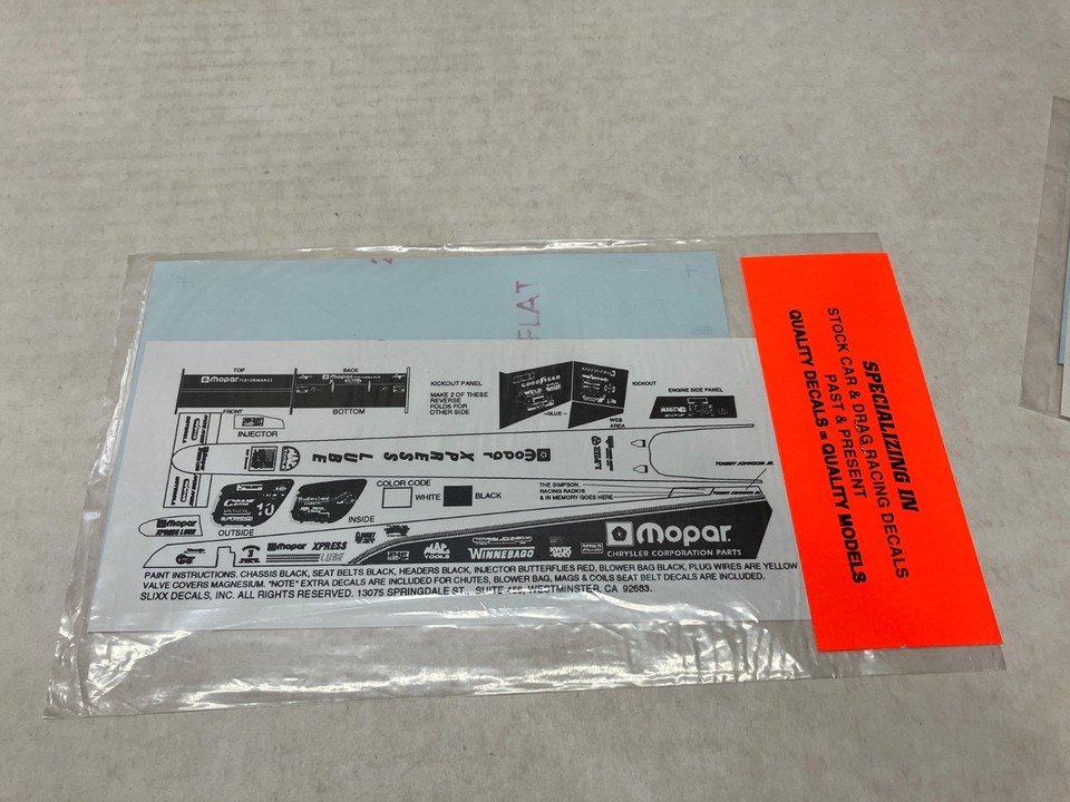 SLIXX 1/25, 1/24 SCALE MOPAR DRAGSTER MODEL KIT DECAL SHEET | eBay