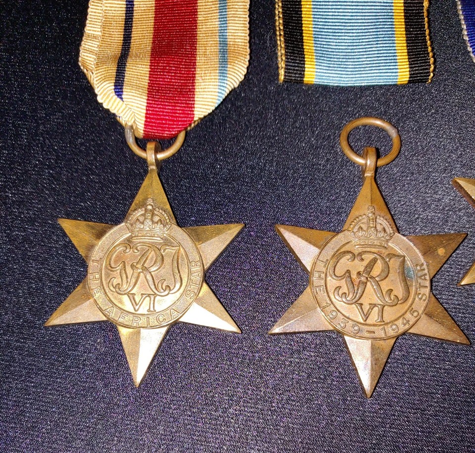 WW2 BRITISH MEDAL LOT WAR SERVICE AFRICA 39-45 FRANCE GERMANY STAR ...