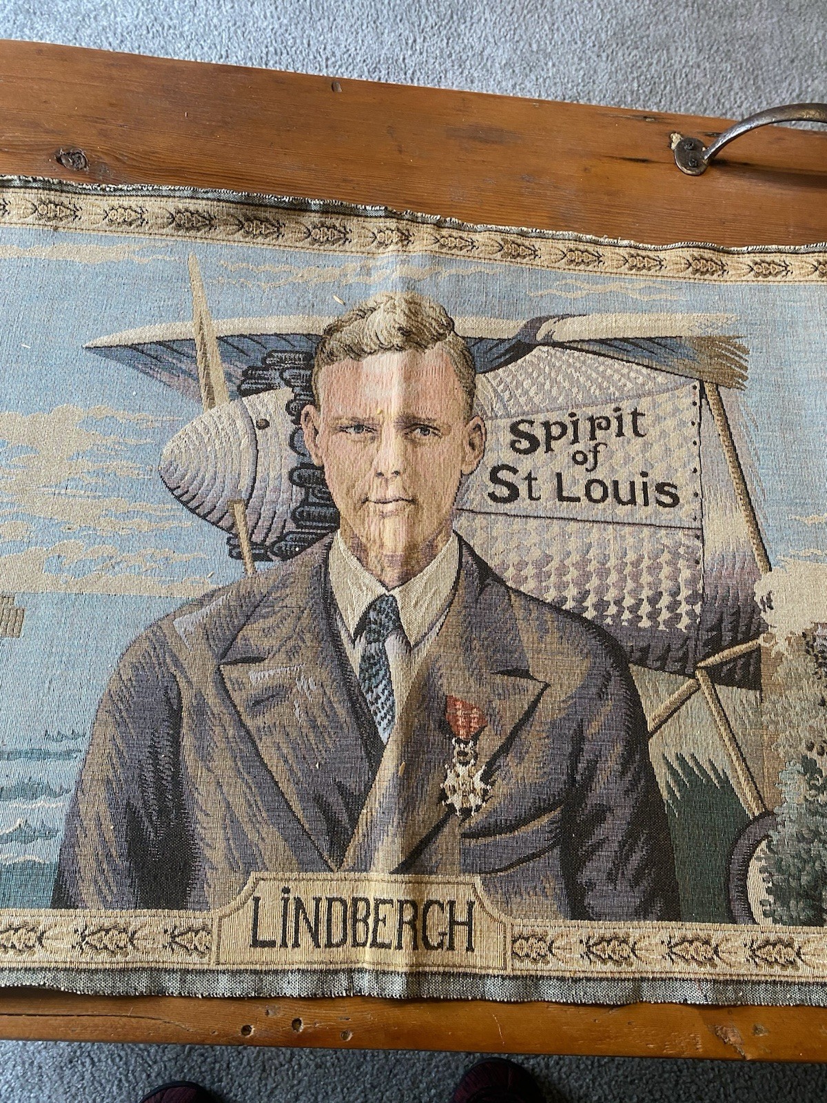 Charles Lindbergh/Spirit Of St. Louis Tapestry. 1927. Strong Colors. 59 ...