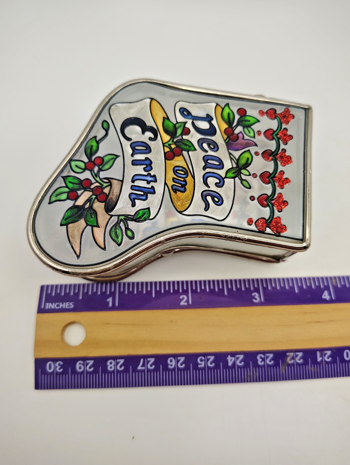 Amia Hand Painte Peace on Earth Trinket Box Christmas Stocking w/ Tiny ...