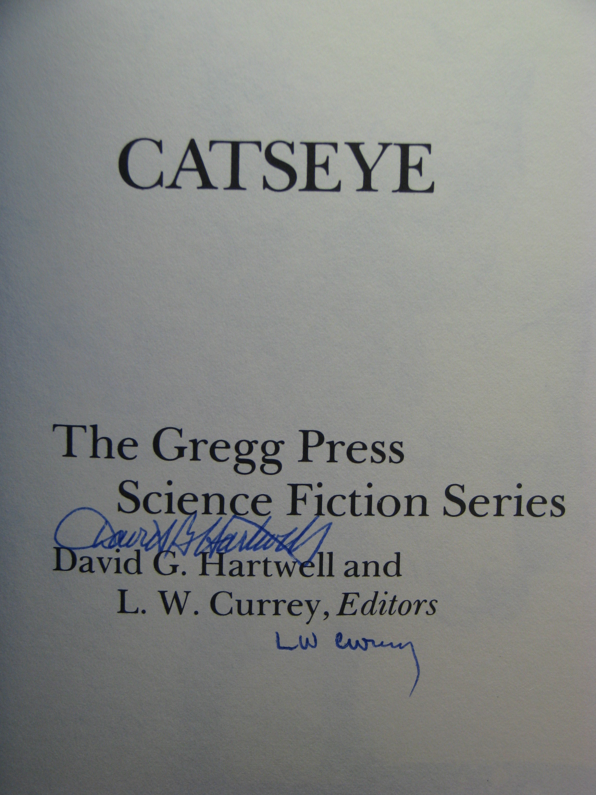 signed by 3(author,eds), Dipple 1: Catseye by Andre Norton, Gregg Press ...