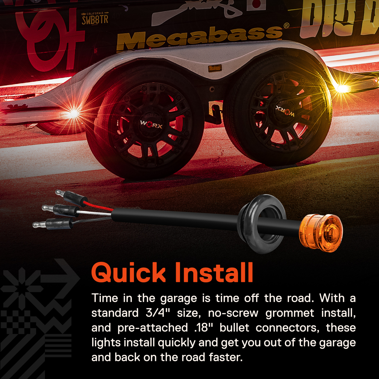 2pc 3/4" Round DOT P2PC Amber Turn Signal LED Clearance Marker Light ...