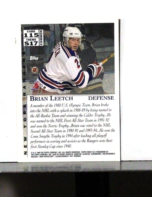 1995-96 Topps Finest #115 Brian Leetch Rangers | eBay