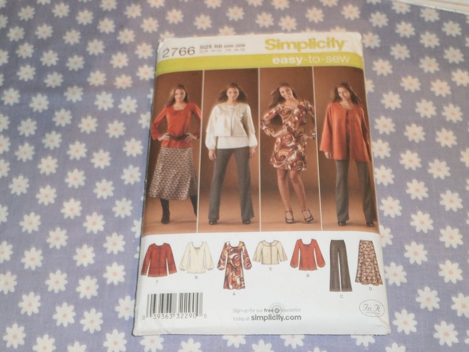 SIMPLICITY 2766 WOMEN'S JACKET DRESS TUNIC SKIRT & PANTS PATTERN UNCUT ...