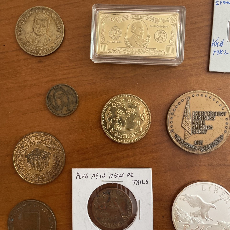 Lot Of 21 Vintage Coins, Tokens, Rounds, Collectibles. Antique ...