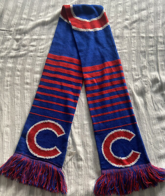 CHICAGO CUBS Red & Blue SCARF with Fringe | eBay