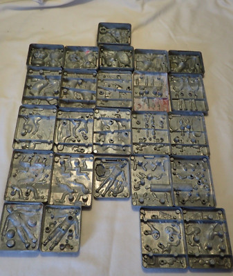 Vintage Lot of 16 Mattel Metal Molds -9 are two pieces molds and 7 are ...