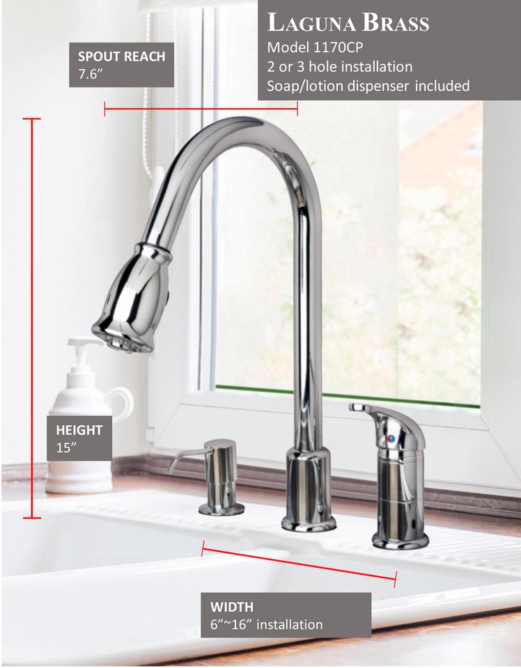 Single Handle Pull-Down Kitchen Faucet with Soap/Lotion Dispenser ...