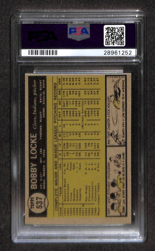 1961 TOPPS #537 BOBBY LOCKE PSA 8 NM-MT 28961252 | eBay
