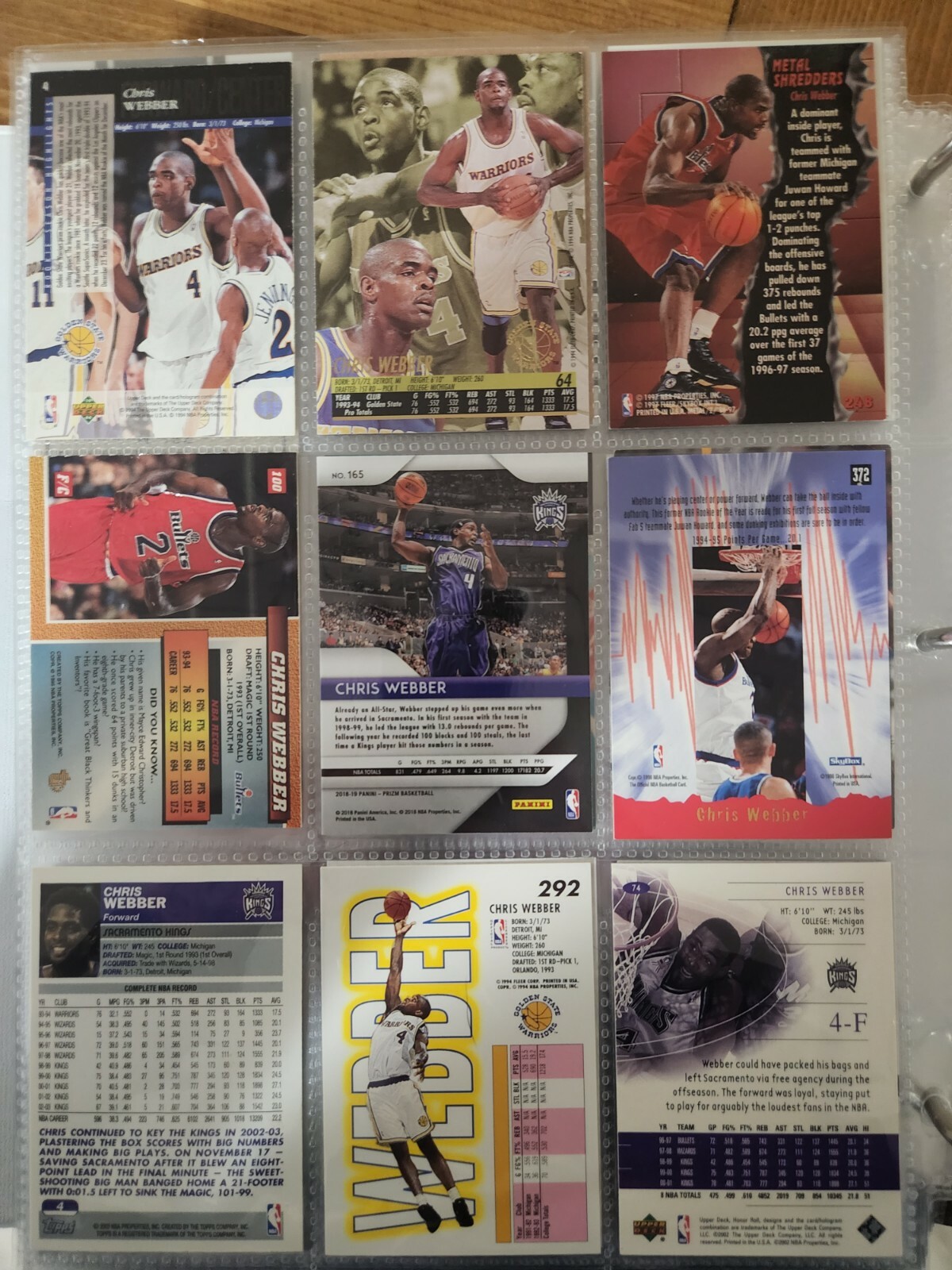 Chris Webber - Warriors, Bullets, & Kings - 9 Card Lot | eBay