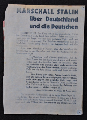 Original WWII Red Army Leaflet Stalins Message to Germans Oder Front ...
