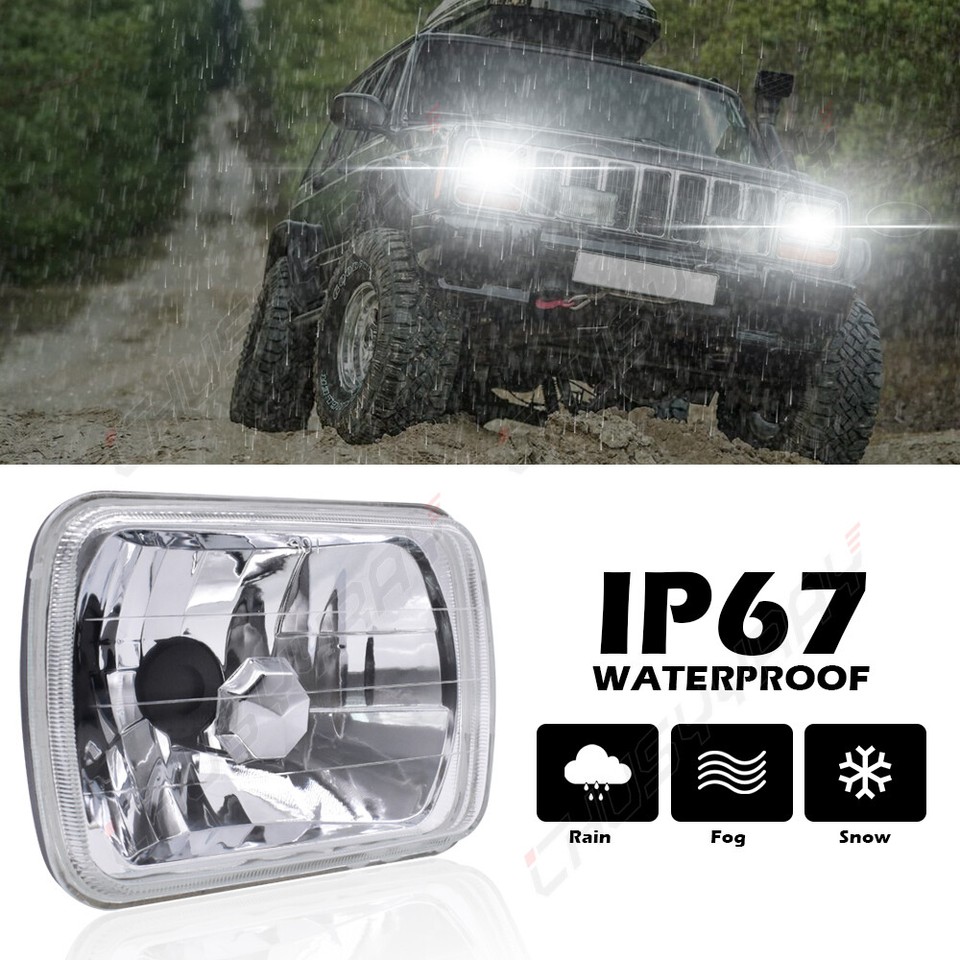 7X6" 6000K LED Crystal Clear Glass Projector Metal Headlight H4 Light ...