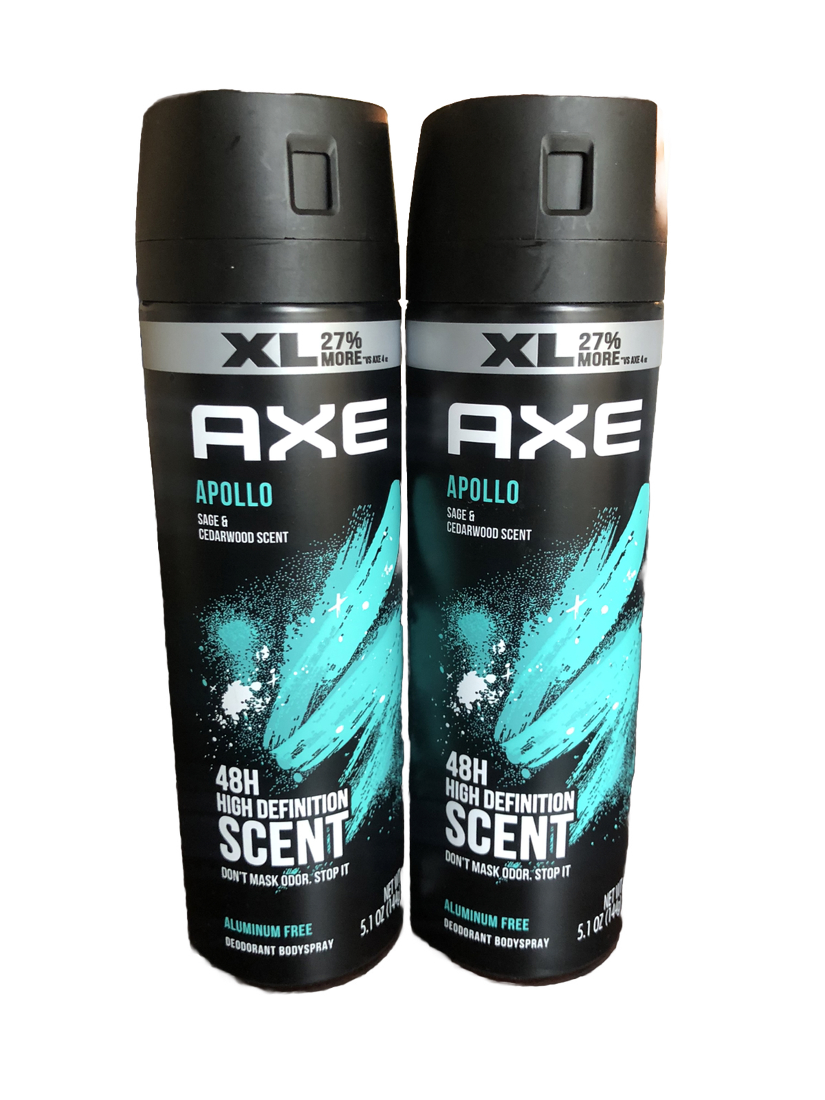 2 Count Axe 5.1 Oz Apollo 48 Hr High Definition Scent Deodorant Body ...