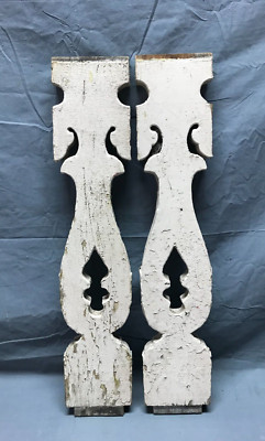Pair Vintage Shabby 5x25 Tan Gingerbread Flat Porch Balusters Chic Old ...