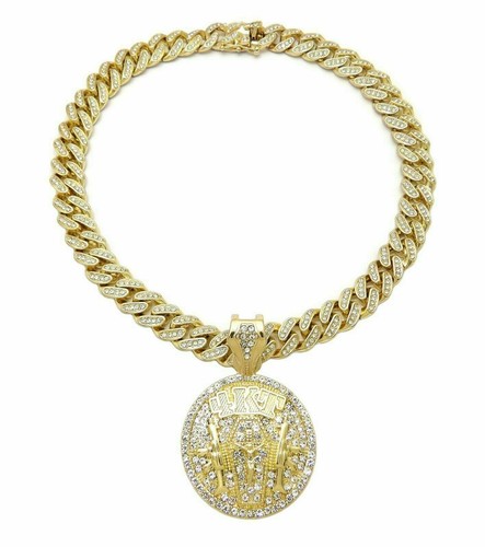 NBA YOUNGBOY 4KT Charm & 12mm 16" 18" 20" 24" Iced Cuban Box Lock Chain ...