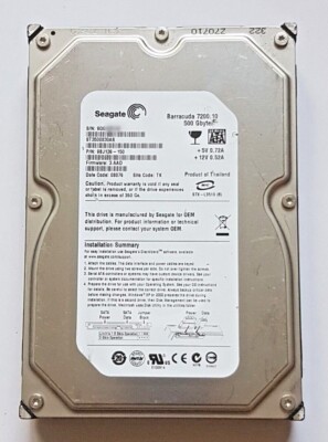 500 GB SATA Seagate barracuda 7200.10 ST3500830AS 8MB HDD 3,5 ...